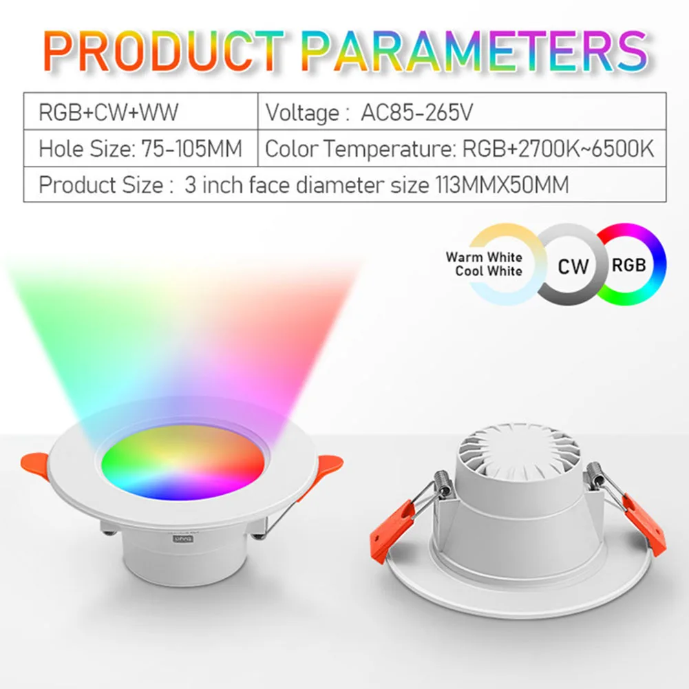 LED Downlight Tuya Smart LED Ceiling Lamp WiFi Bluetooth Colorful Dimm ...