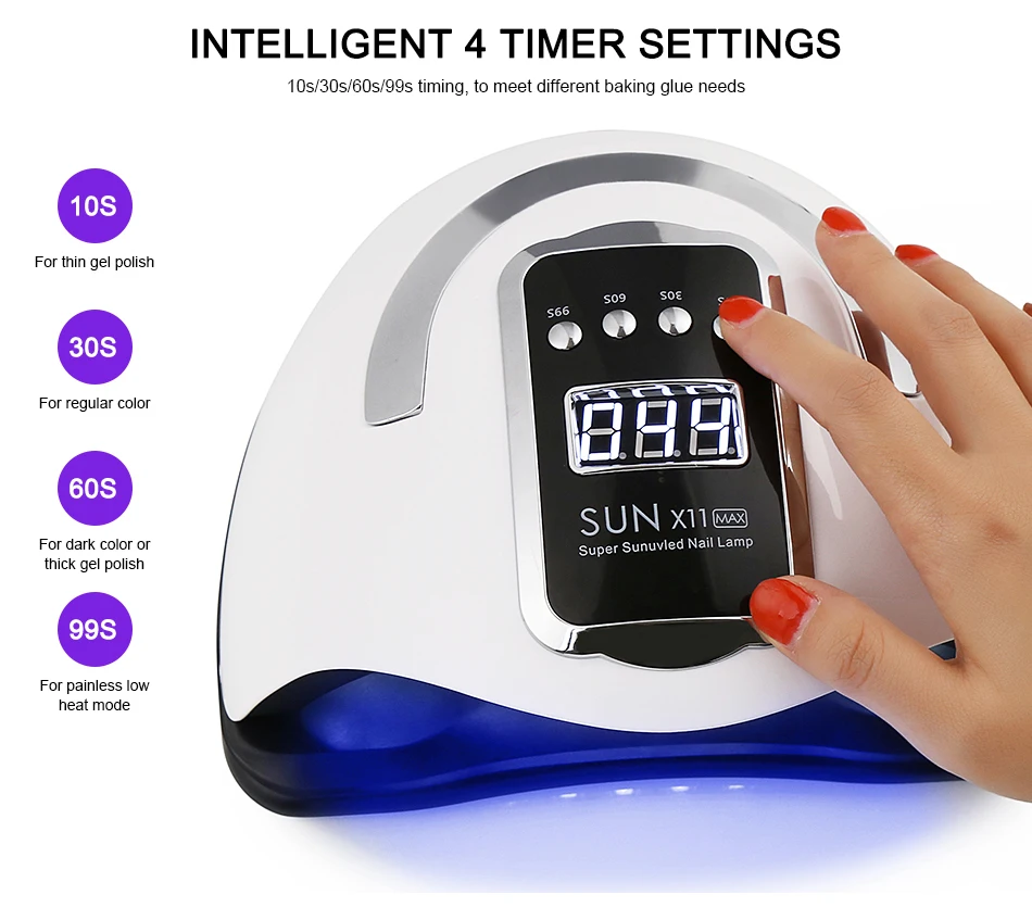 SUN X10 MAX-Lampe LED UV pour Sèche-Ongles,Manucure,Gel VarjuvenNail avec Détection de Mouvement ...
