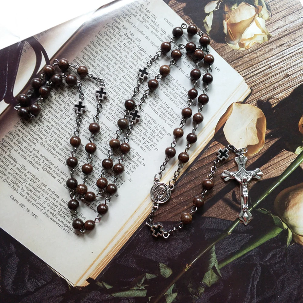 Cotvott nossa senhora de fátima virgem maria medalha de ébano contas de ...