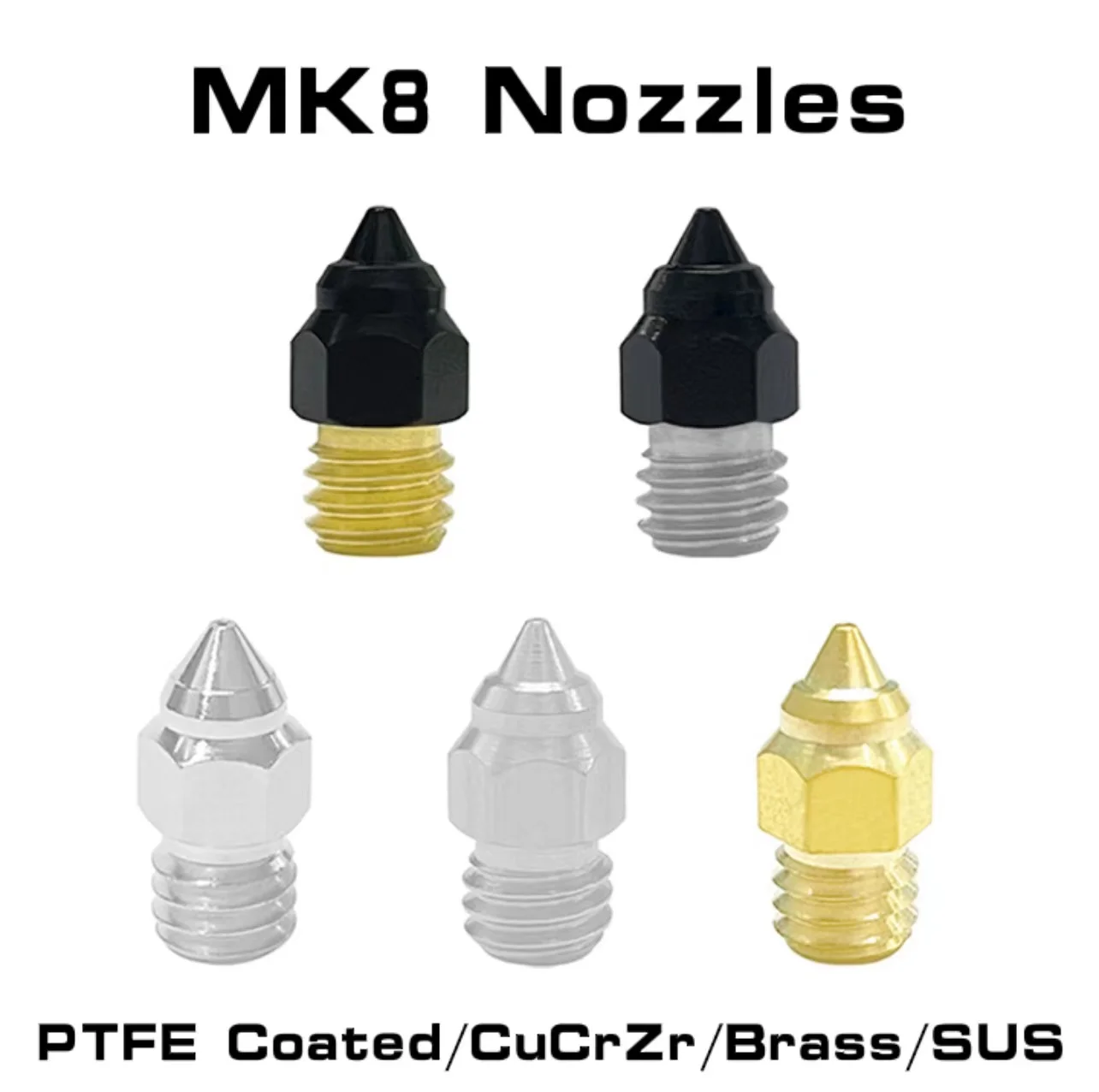 2PCS-MK8-Nozzle-Ender3-S1-PTFE-Coated-Nozzle-Brass-0-4mm-High ...