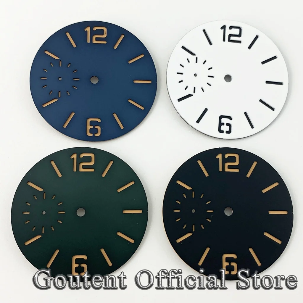 Goutent 38.5mm Blue Green Black White Sterile Watch Dial Orange Marks ...