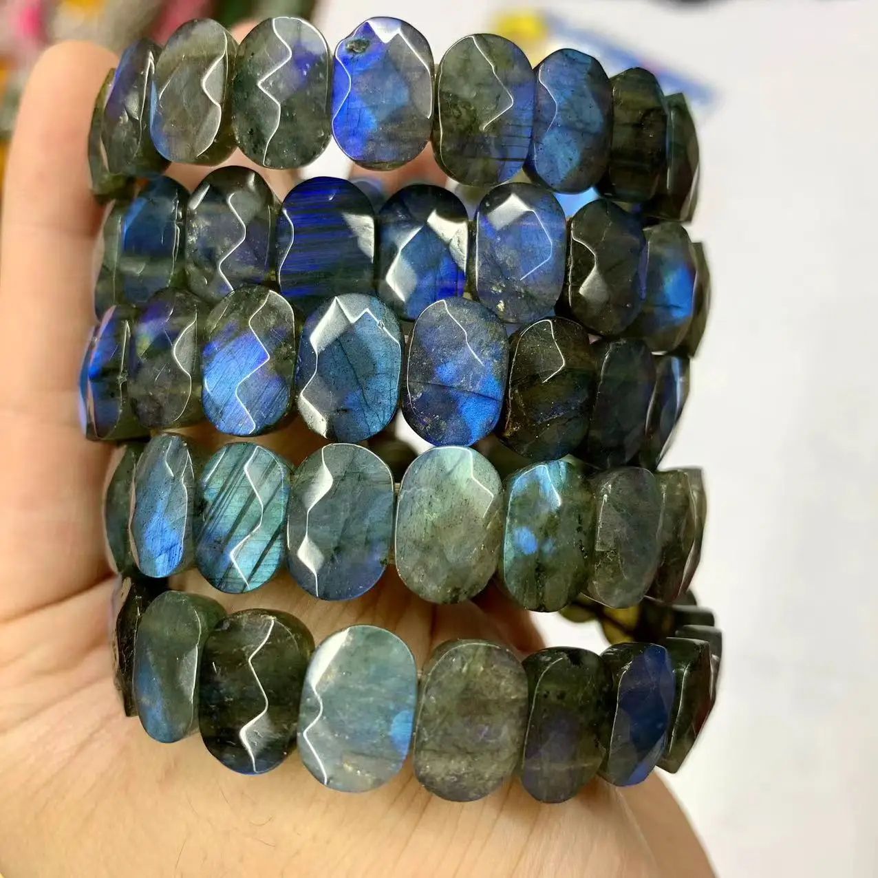 Rainbow-Labradorite-Stone-Beads-Bracelet-Natural-Gemstone-Diy-Jewelry ...