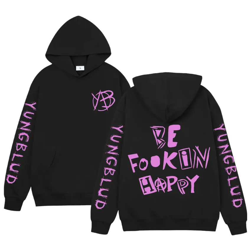 Rock Singer Yungblud Be Fookin Happy Hoodies Mens Women Long Sleeve Hip ...
