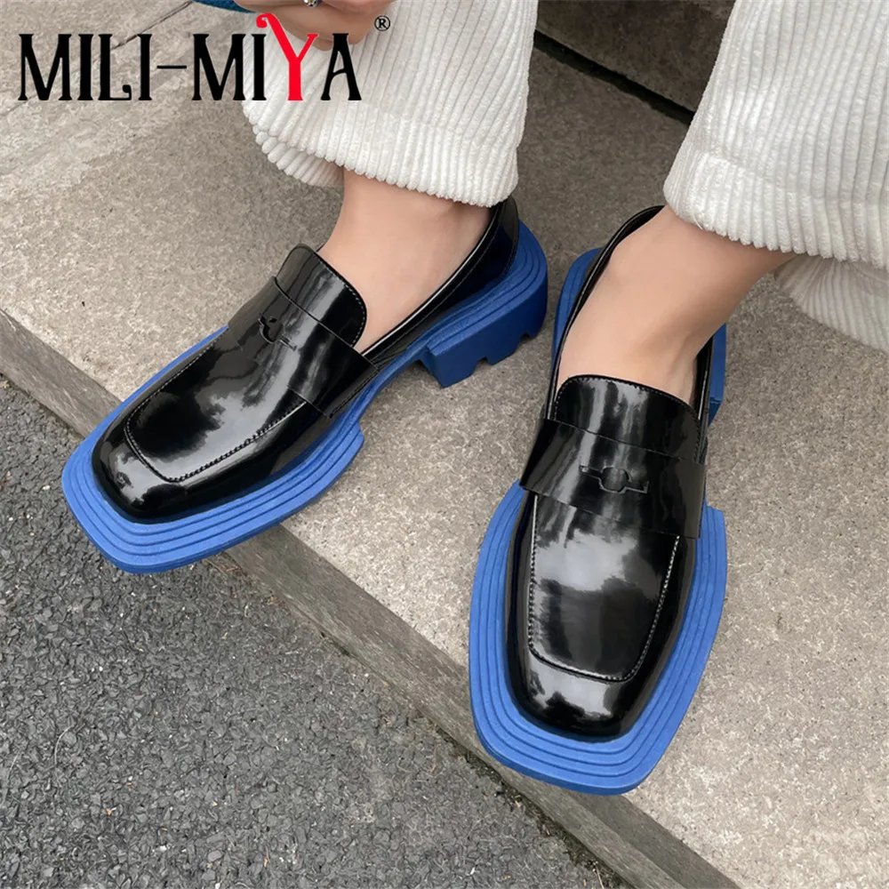 Shoes Women Square Toe Leather | Square Heel Leather Shoe | Leather ...