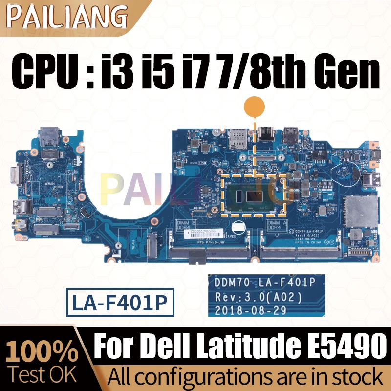 For-Dell-Latitude-E5490-Notebook-Mainboard-LA-F401P-0C08DH-0M71FV ...