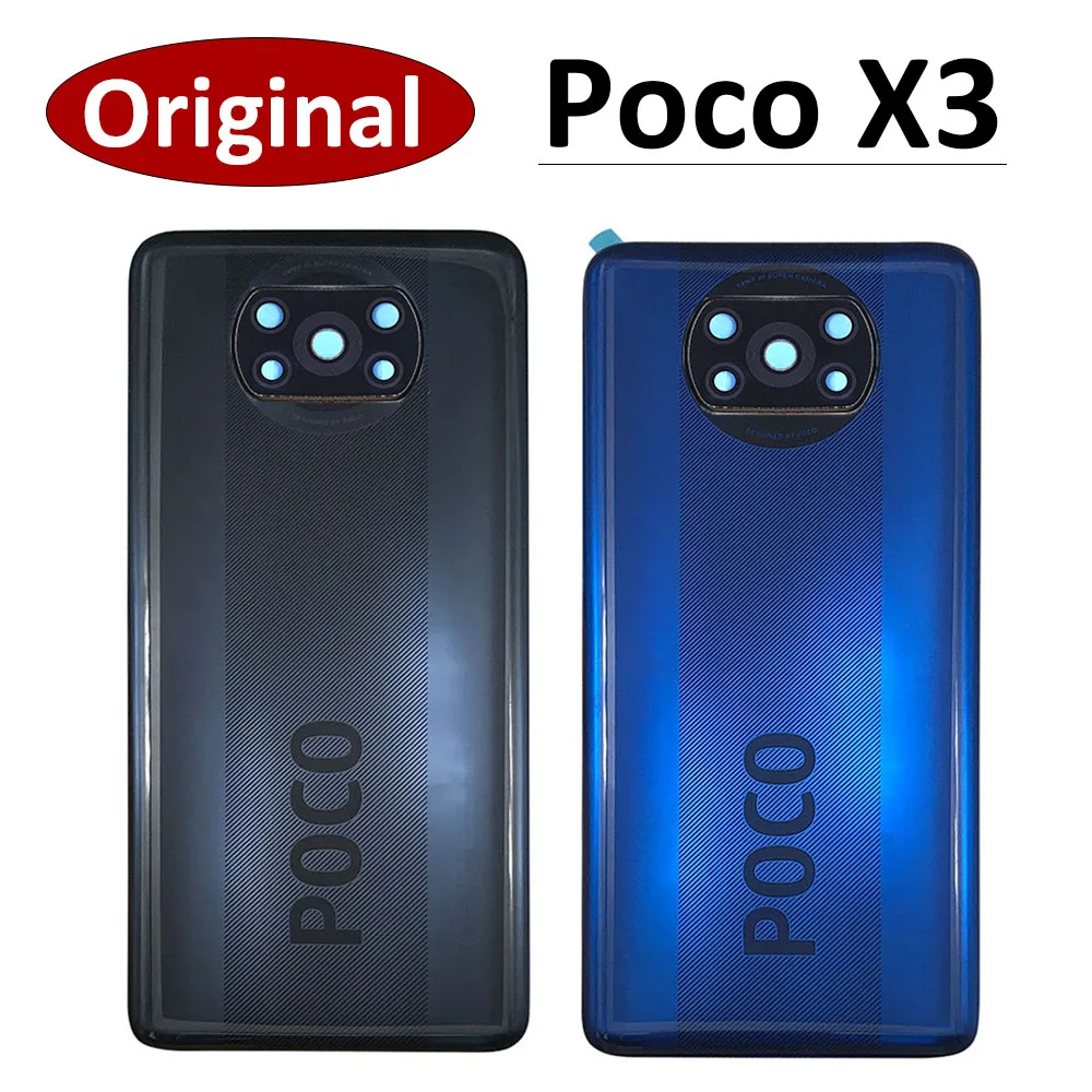 100% สำหรับ Xiaomi Mi Poco X3 NFC ฝาหลังแบตเตอรี่ด้านหลังสำหรับ POCO X3เปลี่ยนที่อยู่อาศัยสติกเก ...