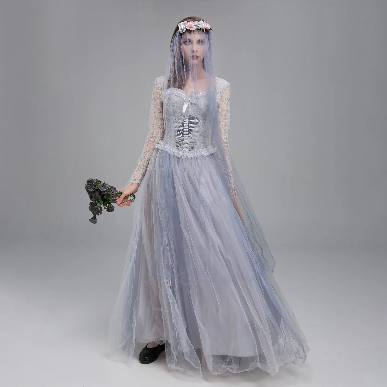 Women-Halloween-Dead-Bride-Costume-Ghost-Corpse-Bride-Corset-Dress-and ...