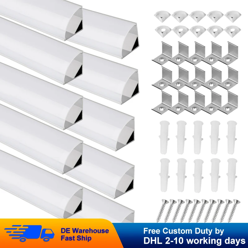 1m LED Aluminum Profile 10 PCS Set V-shape for Strip Lights Width ...
