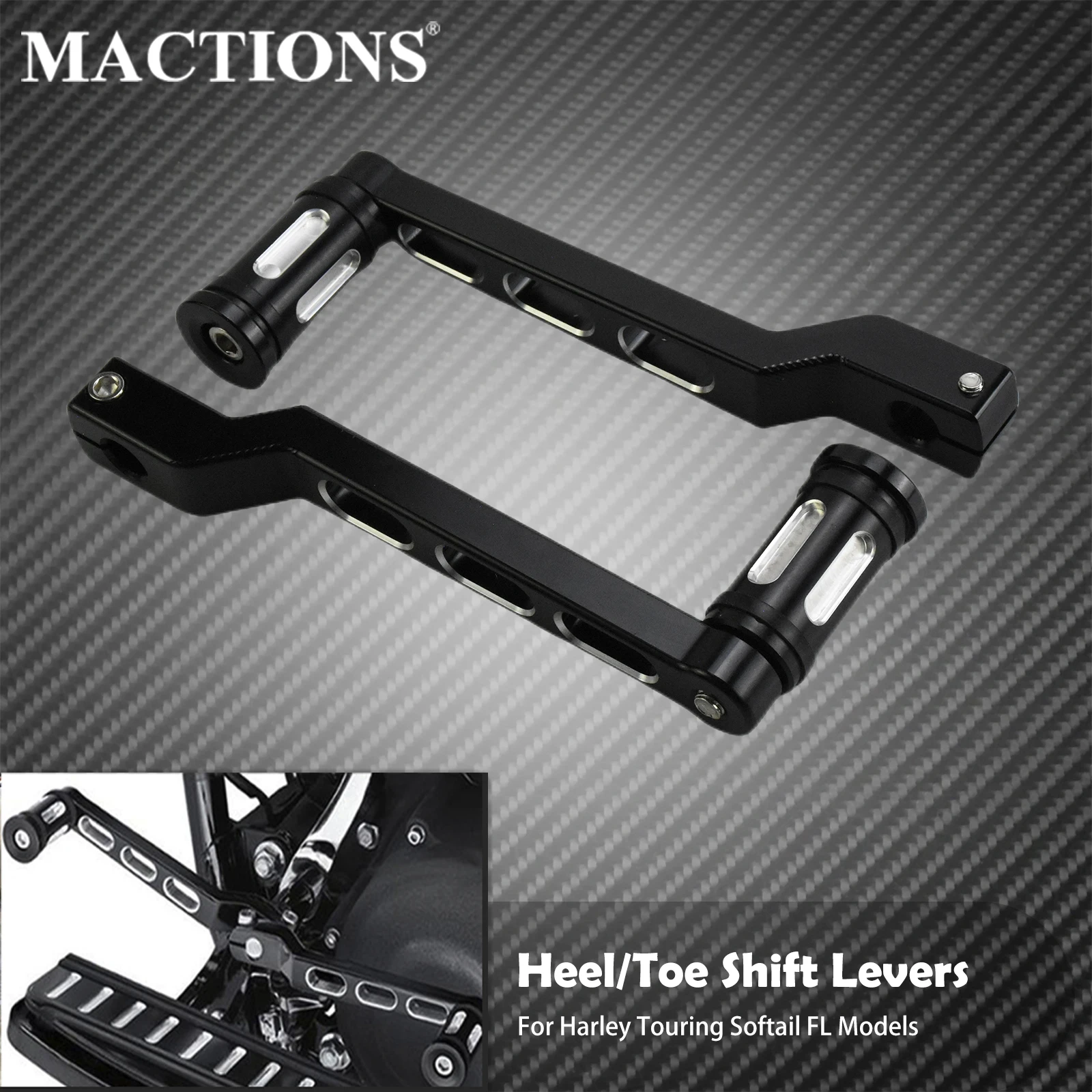 2xMotorcycle-Heel-Toe-Shift-Levers-Shifter-Peg-For-Harley-Touring-Road ...