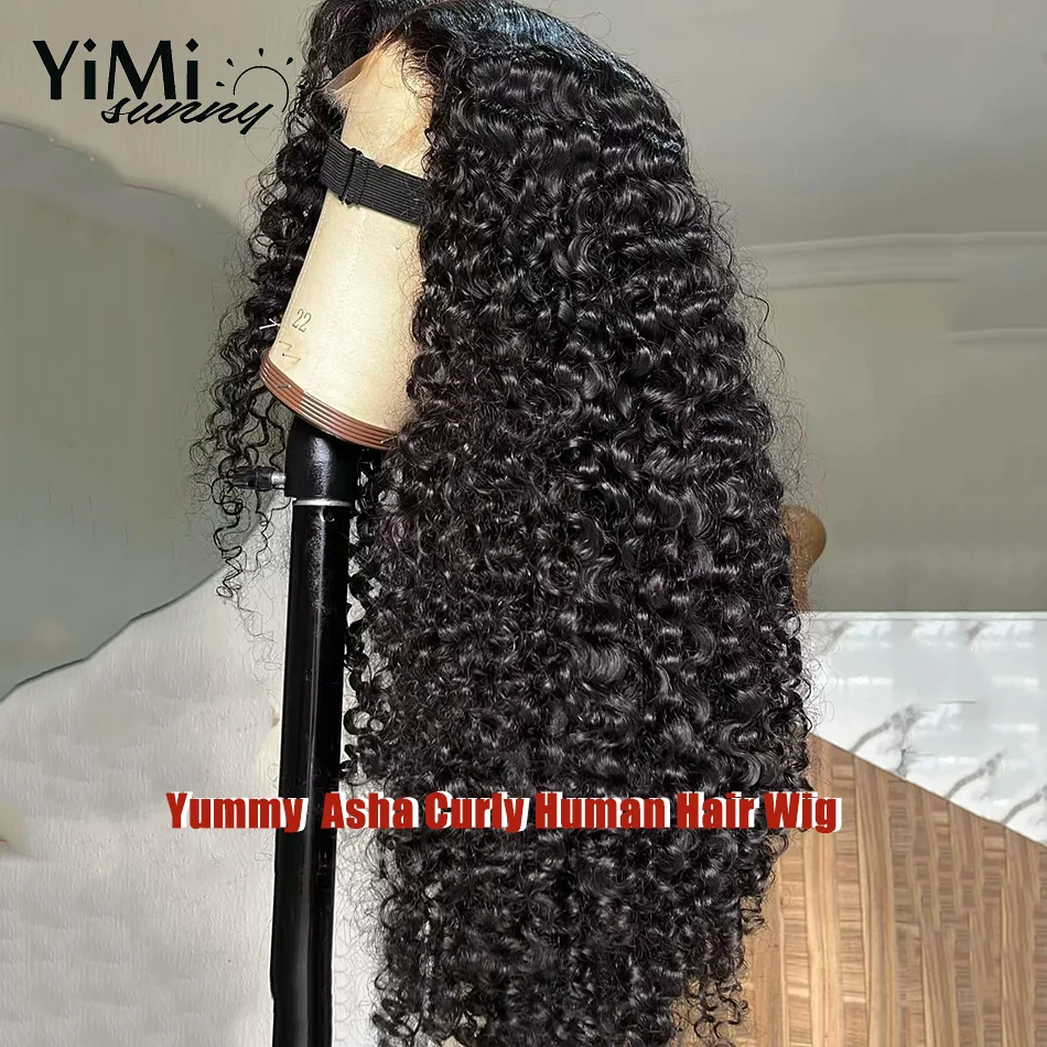 Yummy Asha Curlys Lace Frontal Human Hair Wigs For Women Remy Mongolian ...