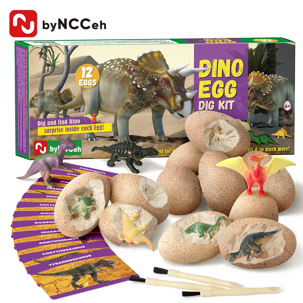 Dinosaur Egg Dig Kit Archaeological Excavation Kit For Kids Dig Up 12 ...