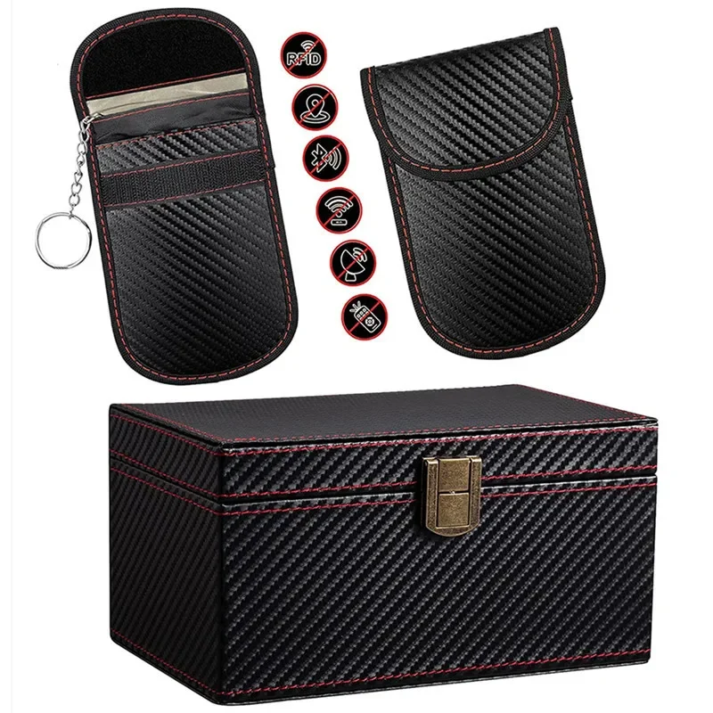 2024 Faraday Signal Shielding Box RFID Car Key Shield Bag Carbon Fiber ...