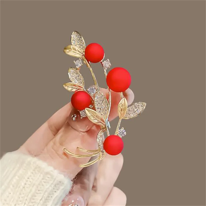 Elegant-Red-Brooch-Pins-For-Women-Shiny-Rhinestone-Zircon-Leaf-Tulip ...