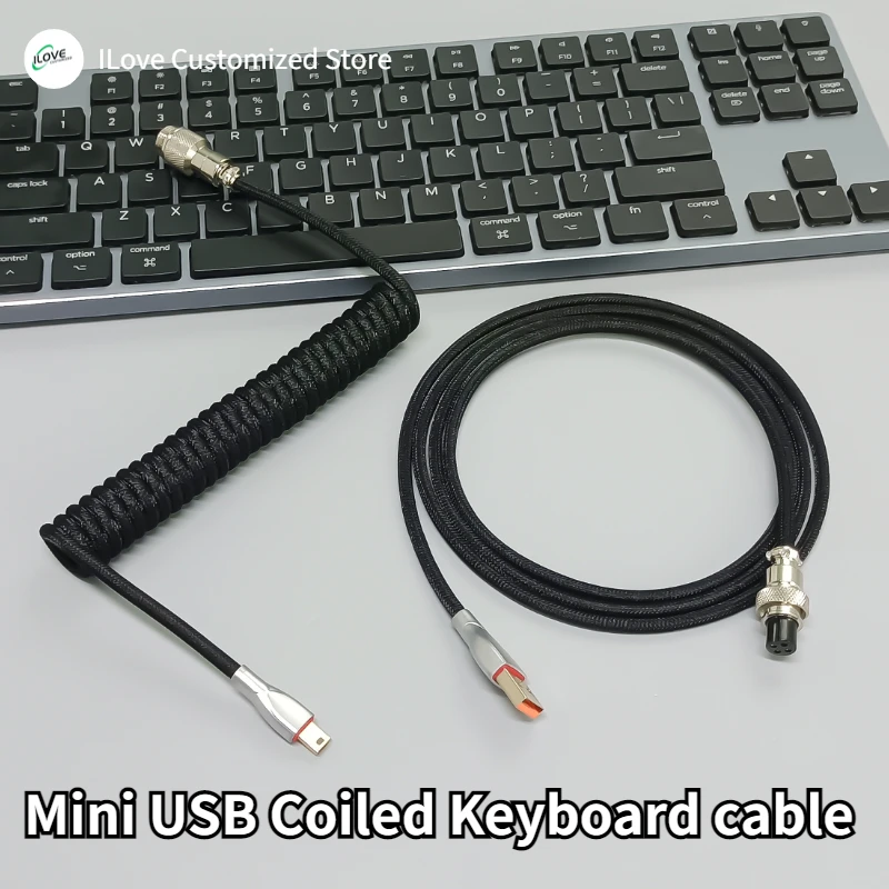 Mini USB Coiled Keyboard Cable Braided Mini USB Keyboard Charger Cable ...