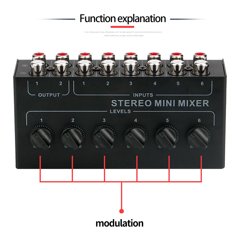 Generic 4 6 Channels Passive Stereo Mixer Mini Audio Mixer Portable ...