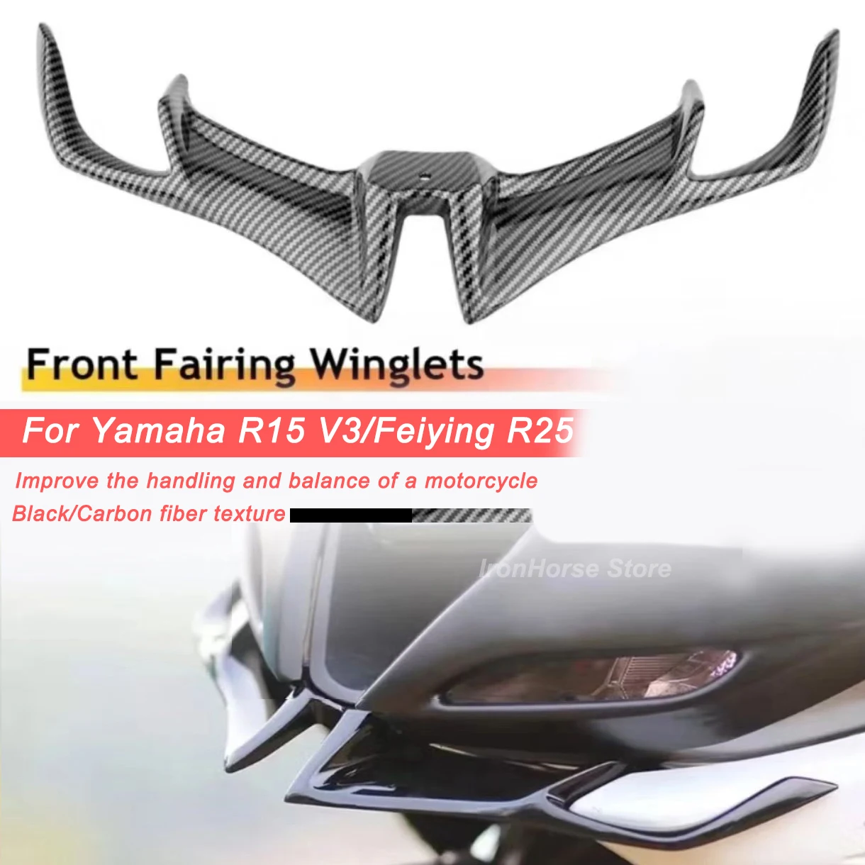 Aerodynamic Front Fairing and Shark Fin Wing Motorcycle Accessories,for ...
