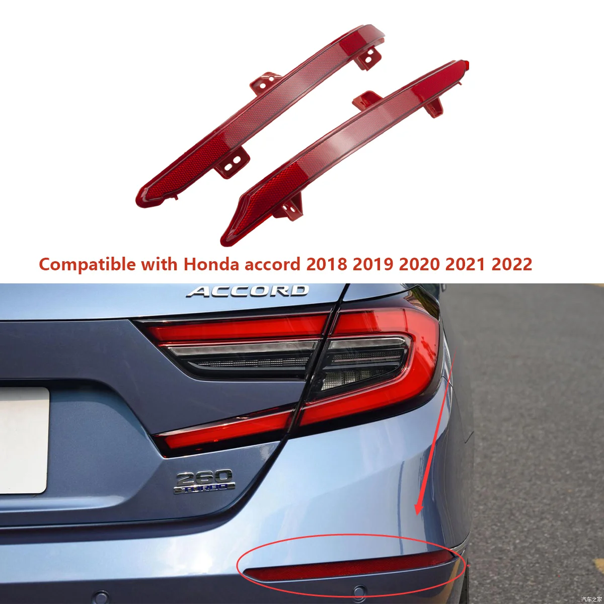 1-Pair-Car-Rear-Bumper-Reflector-Bracket-Stop-Brake-Light-For-Honda ...