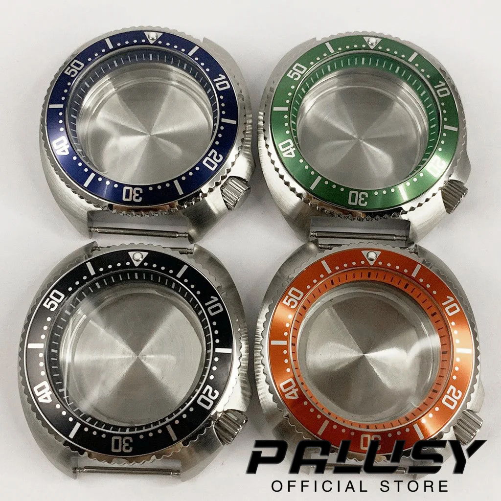 44mm-Orange-Blue-Green-Black-Ring-Silver-Stainless-Steel-Watch-Case-Fit ...