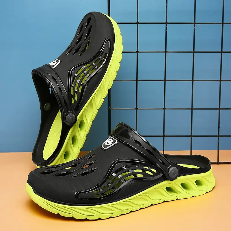 Summer Men's Baotou Hollow Hole Shoes Soft Bottom Anti-Skid Dual ...