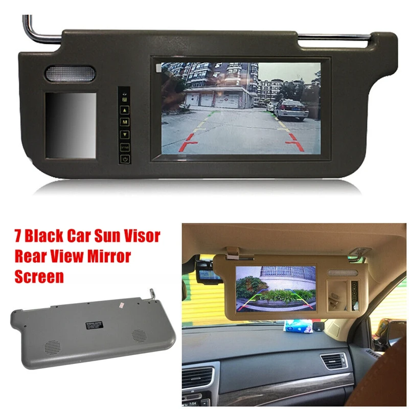 7Inch-Black-Car-Left-Sun-Visor-Rear-View-Mirror-Screen-LCD-Monitor-2 ...