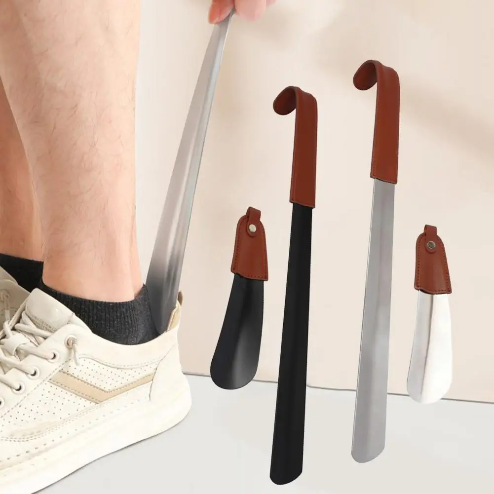 Short-Shoehorn-Long-Stainless-Steel-Shoe-Puller-Faux-Leather-Covered ...