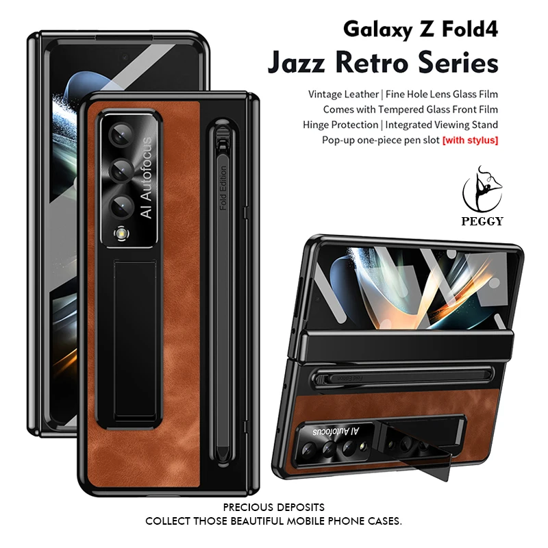 Retro-Leather-Folding-Stand-Phone-Case-For-Samsung-Galaxy-Z-Fold-4 ...