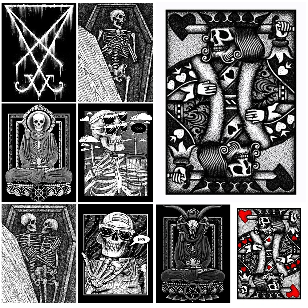 Gothic-Funny-Skeleton-Love-Nordic-Poster-Poker-Cards-Wall-Pictures-For ...