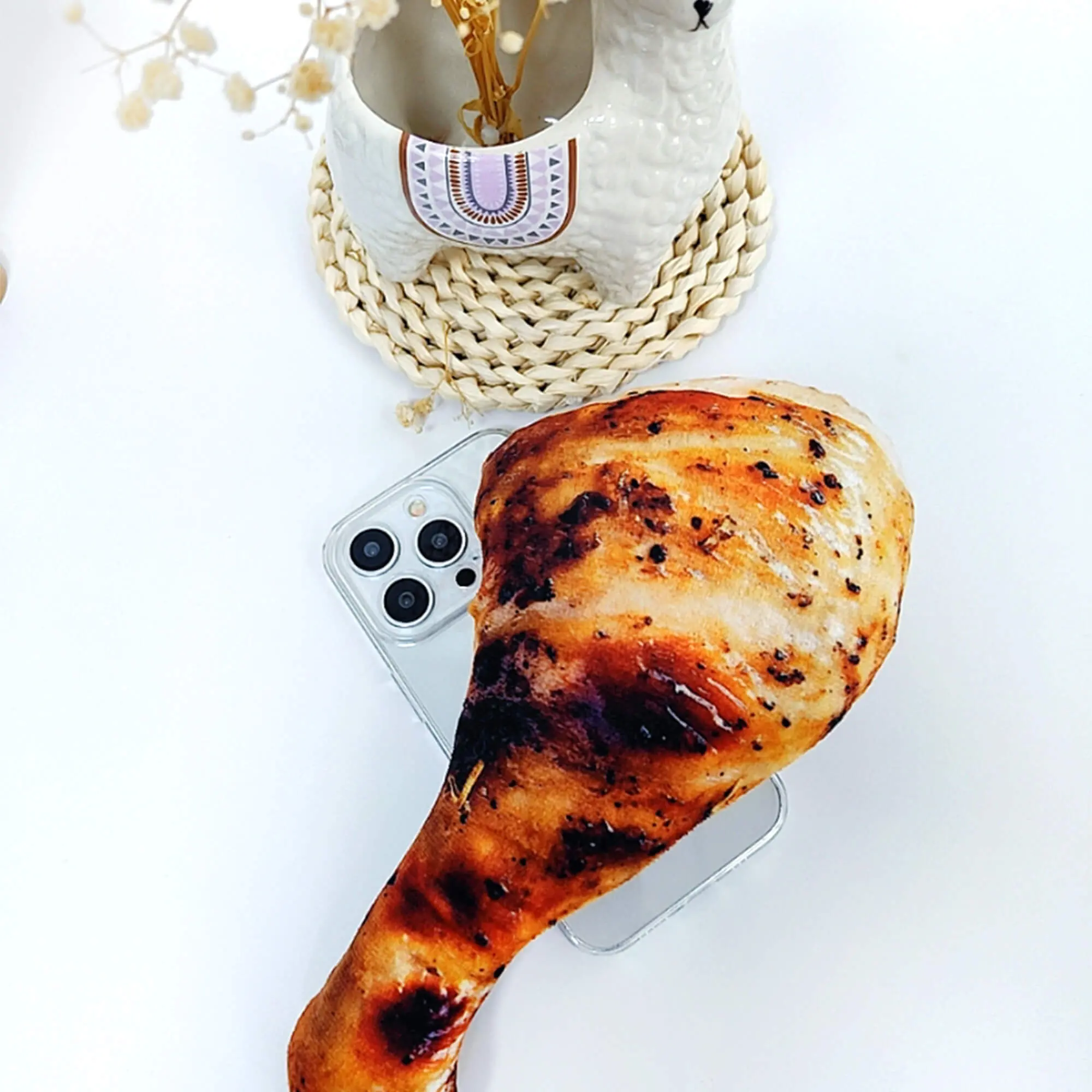 3D creative simulation chicken leg food phone case, suitable for iPhone ...