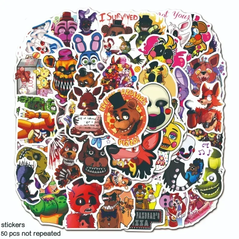 50pcs-FNAF-Stickers-Five-Nights-At-Freddys-Scooter-Trolley-Case-Sticker ...