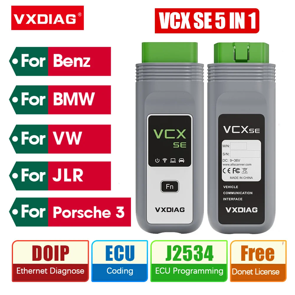VXDIAG VCX SE 5 in 1 OBD2 Car DoIP Diagnostic Scanner OEM J2534 ...