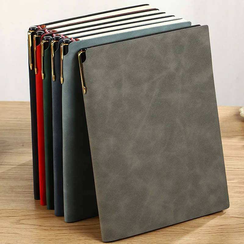 Business-Notebook-Soft-Leather-Cover-Office-Memo-Notebook-Pen-Clip ...