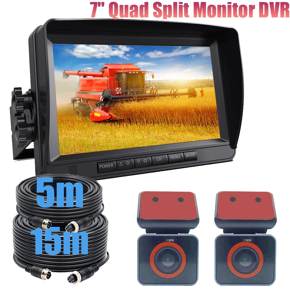 7-Dual-Split-Monitor-2x-AHD-Backup-Camera-DVR-System-Rear-View-Camera ...