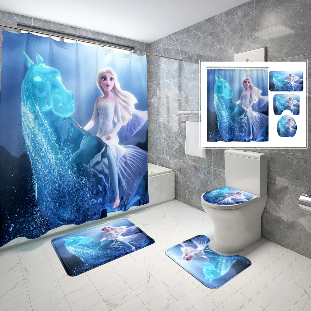 1-4Pcs-70-70inch-Frozen-Elsa-Princess-Waterproof-Shower-Curtain-Set ...