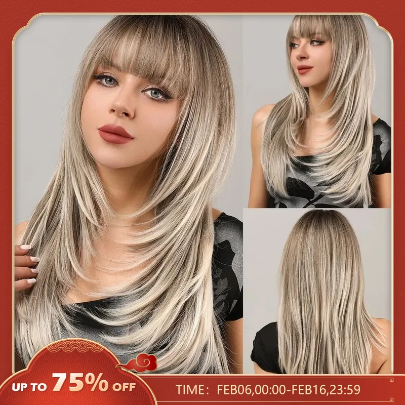 Pelucas-rubias-largas-rubias-para-mujer-peluca-sint-tica-con-capas-de ...