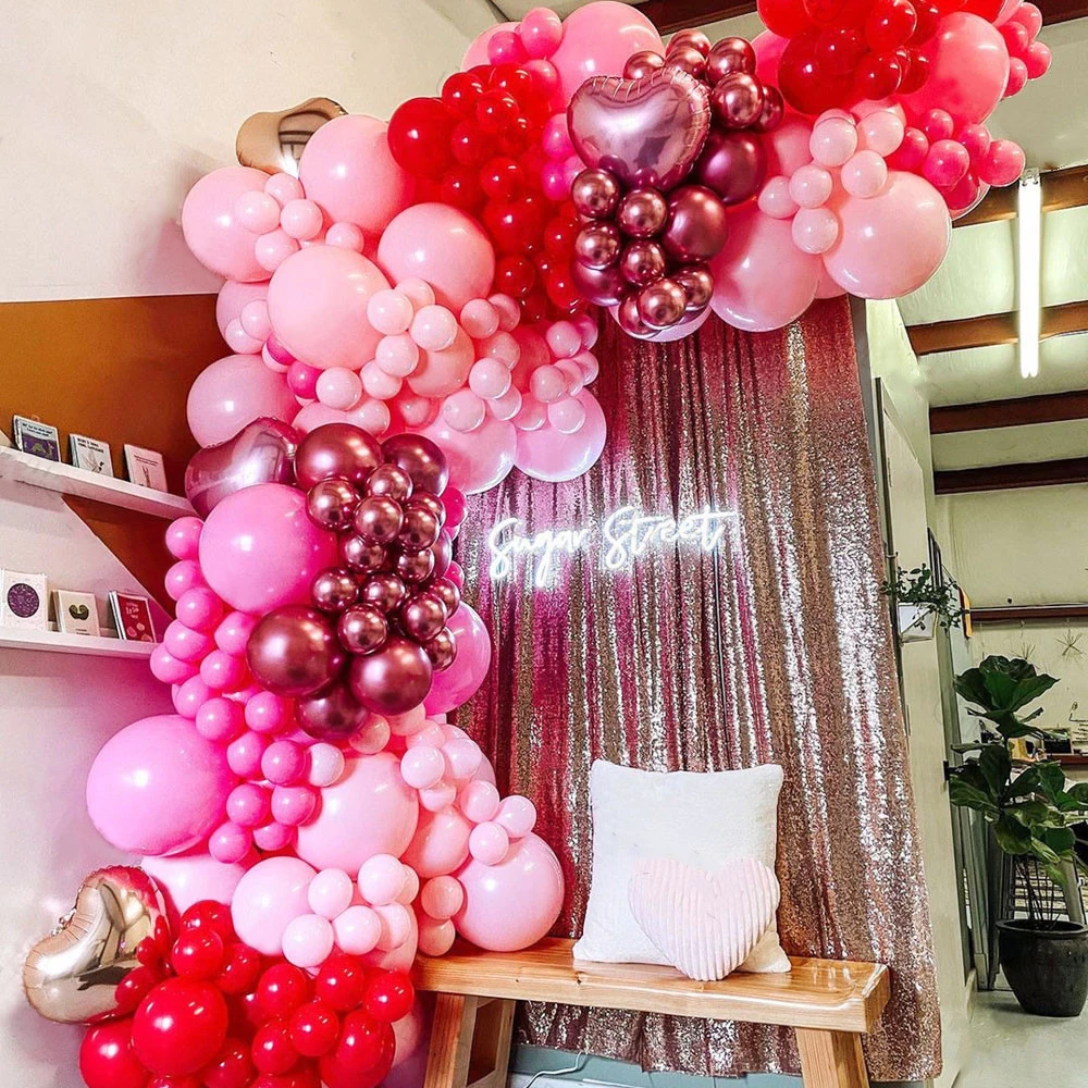 151Pcs-Valentines-Day-Rose-Red-Pink-Balloons-Garland-Heart-Foil-Balloon ...