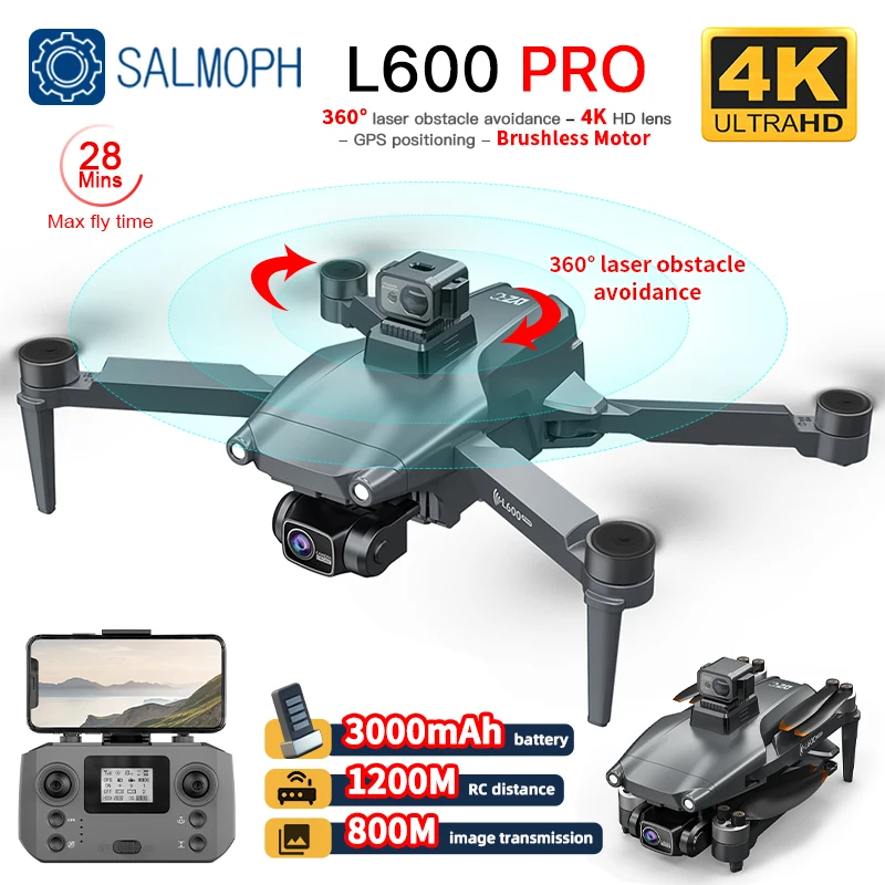 SALMOPH L600 PRO Drone 4K Professional HD Dual Camera Obstacle ...