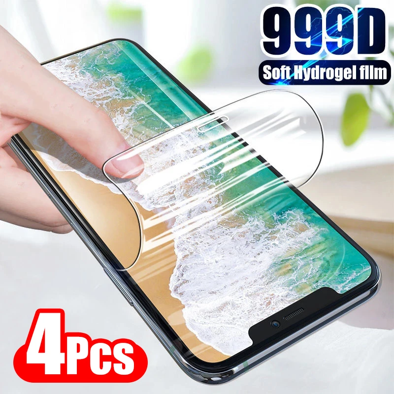 4pcs Full Cover Hydrogel Film On The For Iphone 13 12 11 14 Pro Max For ...