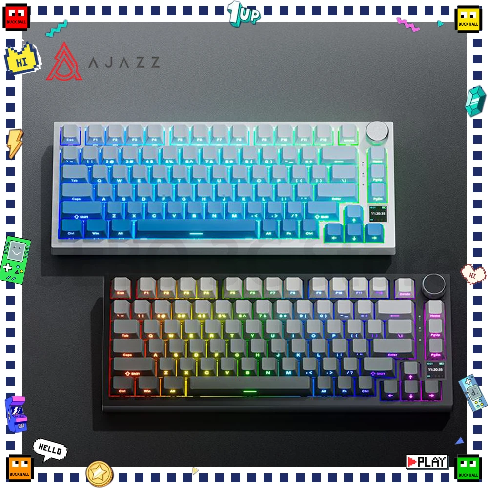AJAZZ-Teclado-mec-nico-inal-mbrico-AK820-Pro-pantalla-TFT-perilla-multifuncional-intercambio-en ...