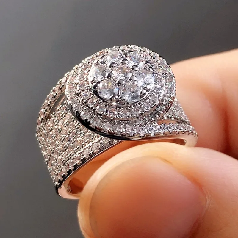 Huitan Bling Bling Cubic Zirconia Rings for Women Gold-color/Silver ...