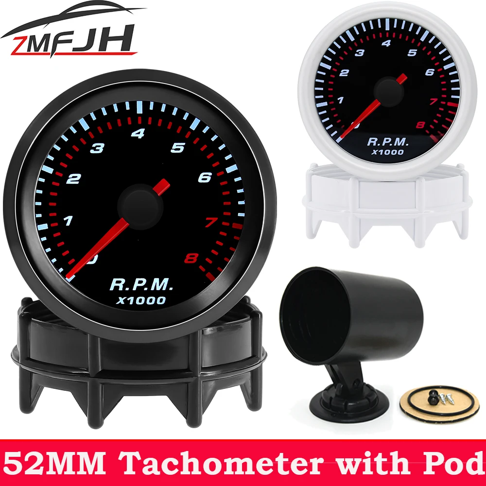 2-52mm-Universal-Car-Tachometer-with-White-LED-0-8000-RPM-For-12V ...