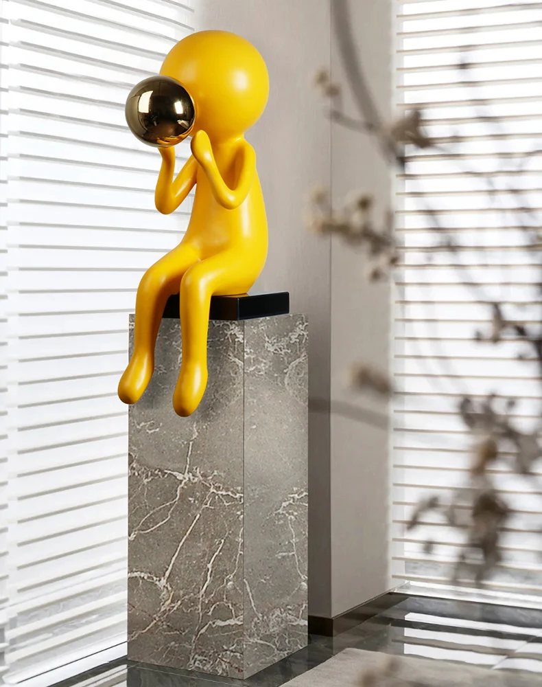 Thinking Man Statue Cartoon