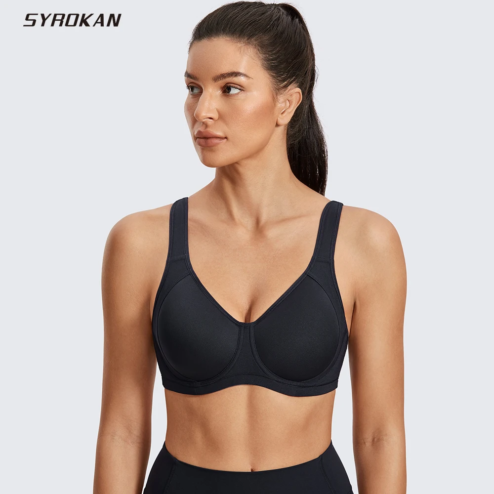 SYROKAN-Bras-Women-High-Impact-Full-Coverage-Underwire-Molded-Active-Workout-Sports-Bra-Gym ...