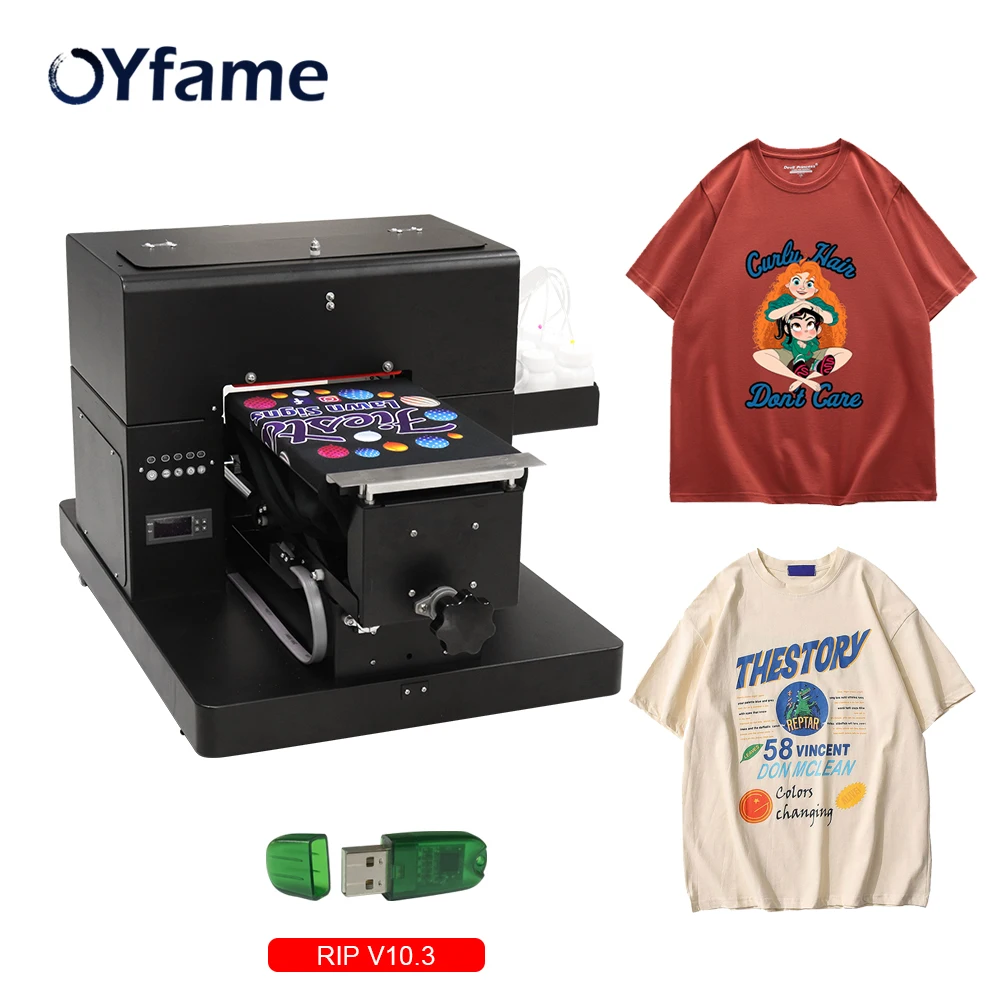OYfame A4 DTG Printer A4 Flatbed printer For t shirt printing machine print on dark and ligh ...