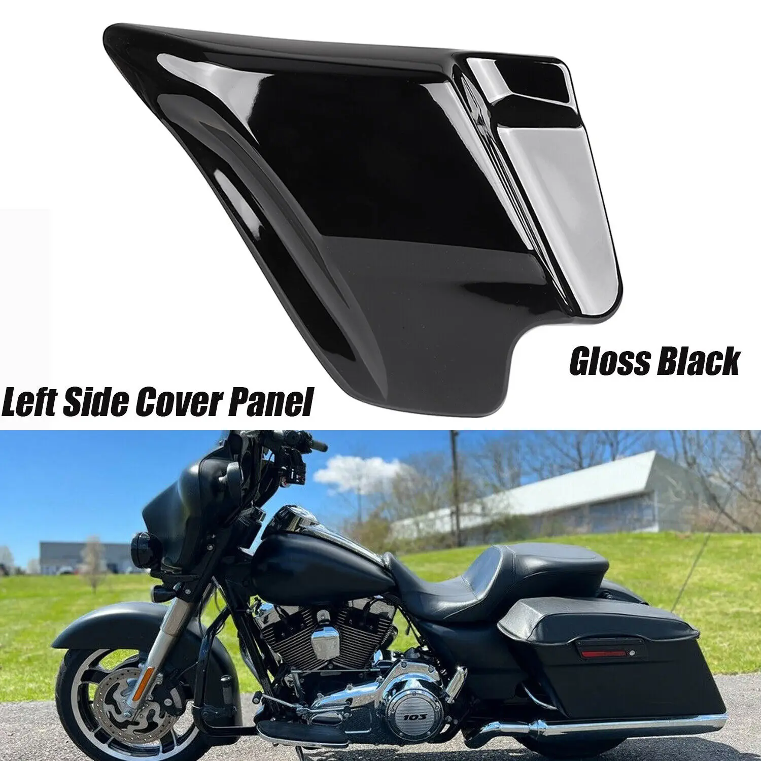 Motorcycle Gloss Black Left Side Cover Panel Fairing For Harley 97-07 ...