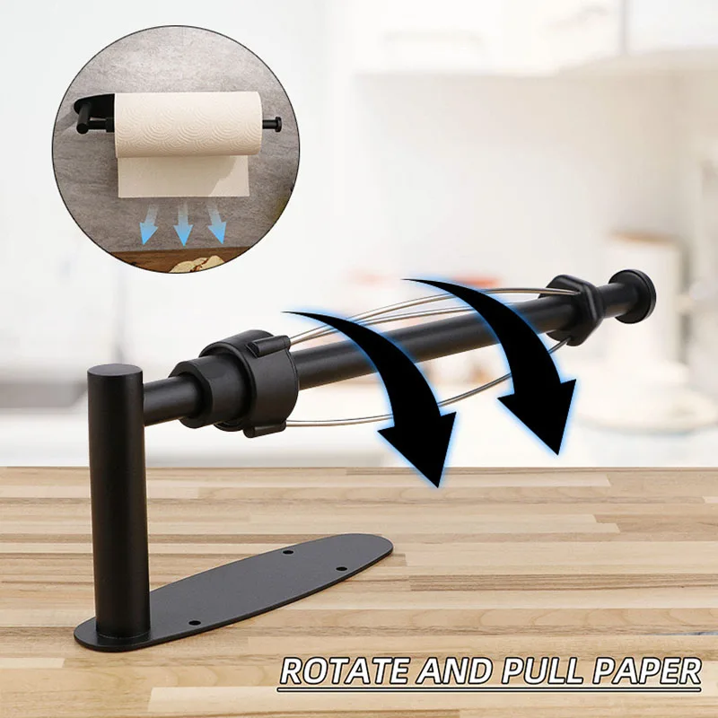 Black-cabinet-perforation-free-kitchen-paper-towel-holder-Damped ...