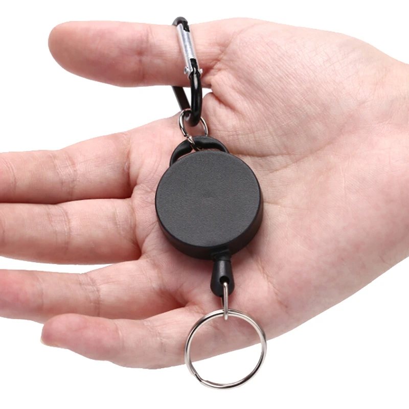 Black Retractable Key Camping Burglar Chain Key Holder Tactical ...