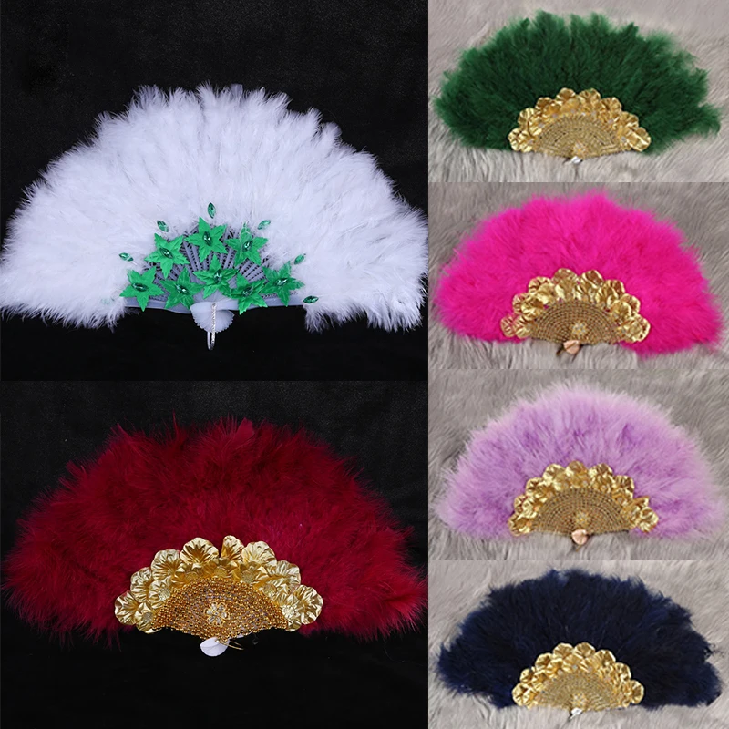 Turkey-Feather-Hand-Fan-For-Bride-White-Feather-Big-Fan-Semi-Circle ...