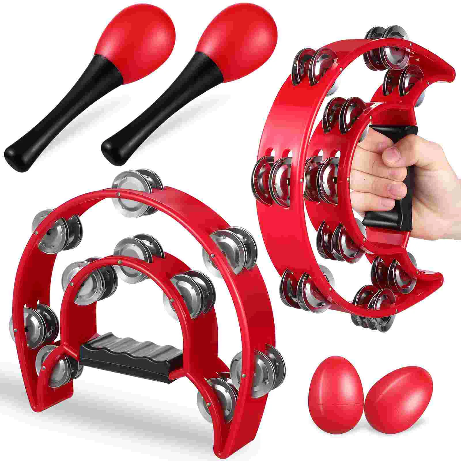 Maracas-Egg-Musical-Tambourine-Instruments-Shakers-Wooden-Double-Moon ...