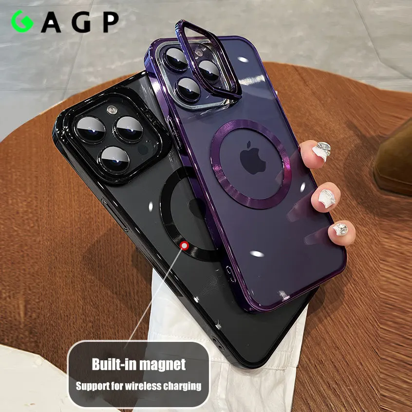 Magnetic Magsafe Case For iPhone 14 13 Pro Max Luxury Invisible Holder ...