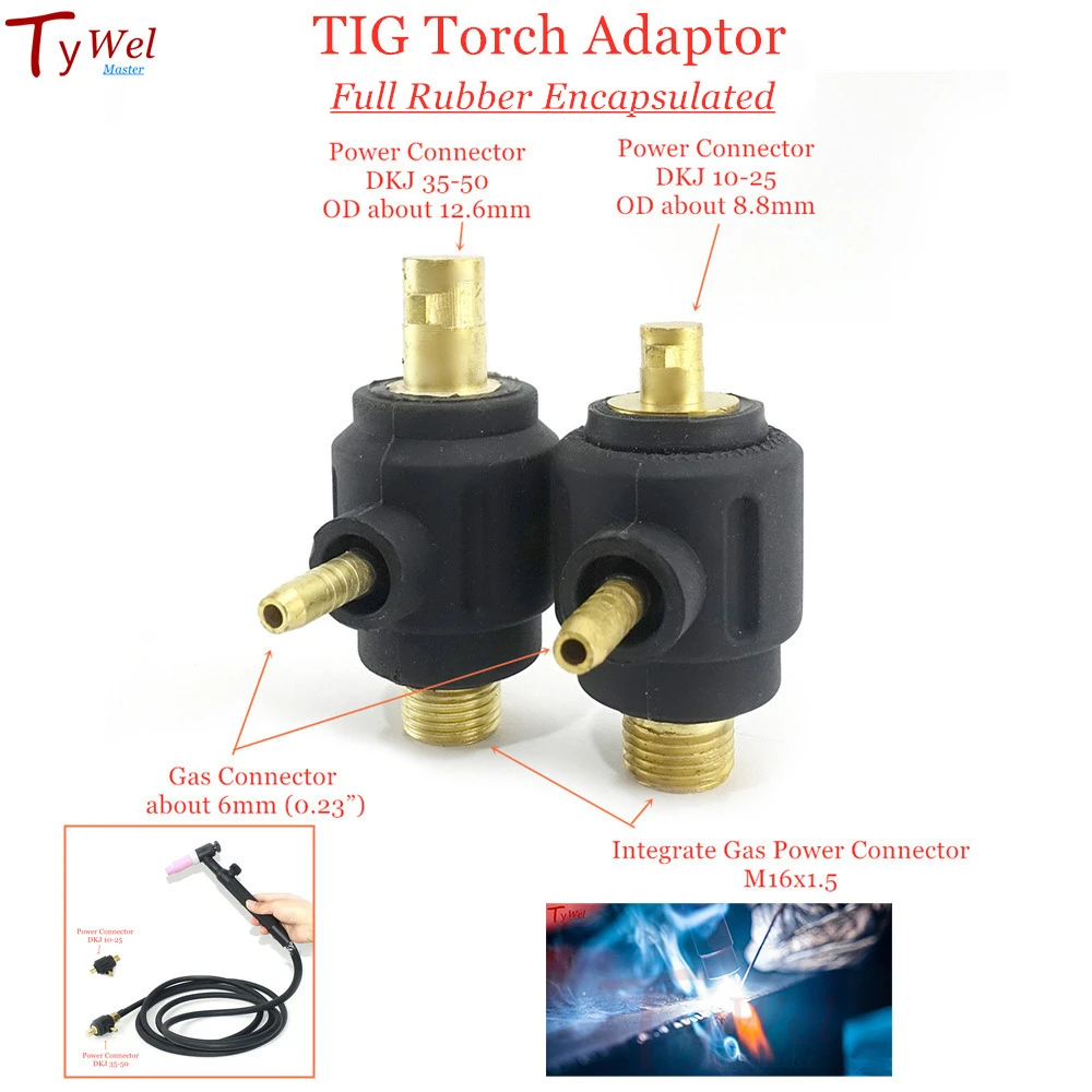 Tig Torch Adaptor Integrate Gas Power Connector M16x1.5 To 6mm Dkj 35 ...